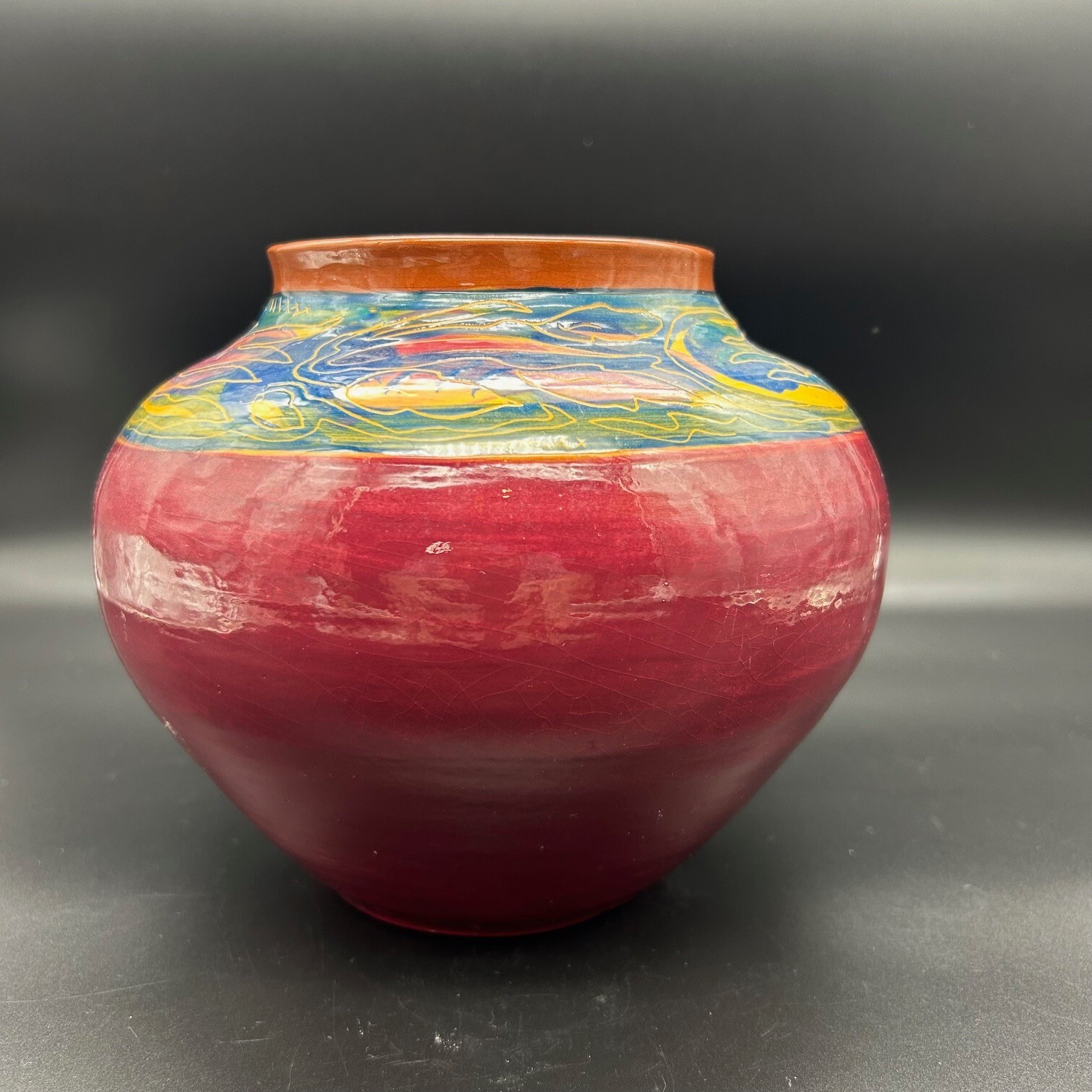 Hand Thrown Colorful Incised Pottery Vase Artist Signed Hawk Wings | eBay