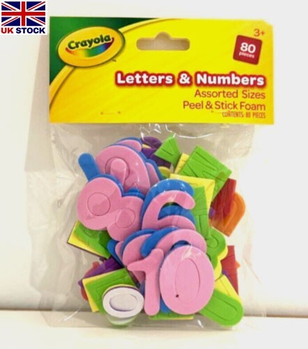 Children Kids Art Craft Crayola Foam Letters & Numbers 80 pieces Peel ...