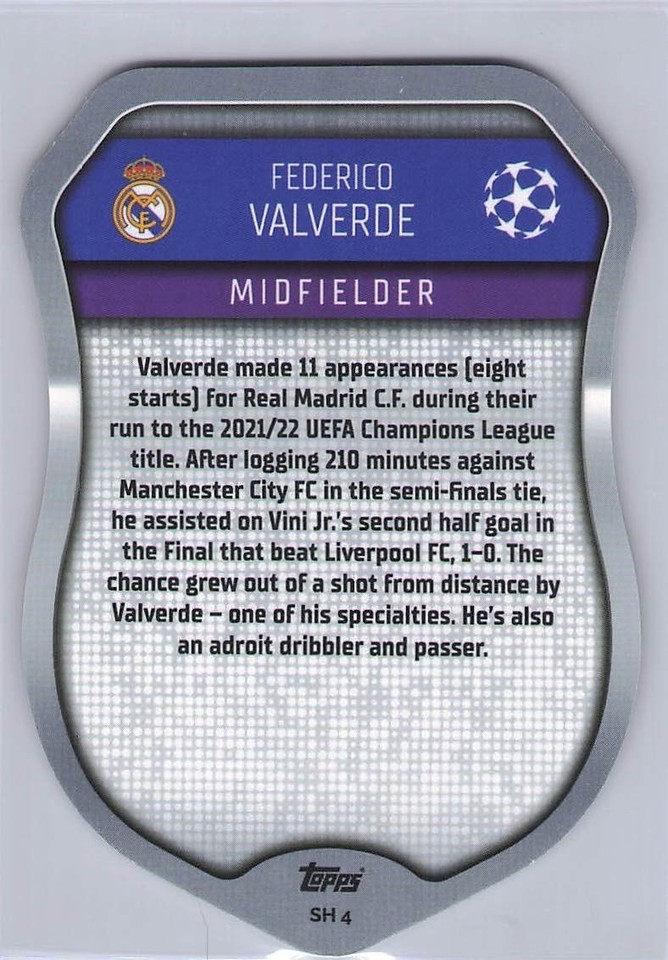 2022-23 Topps Match Attax UEFA Club Federico Valverde #sh4 Die-cut ...