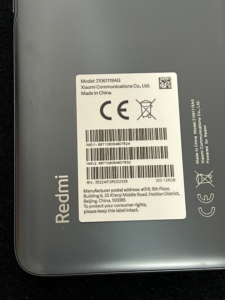 Xiaomi Redmi 10 21061119AG Carbon Gray 128GB Storage 6GB RAM Android ...