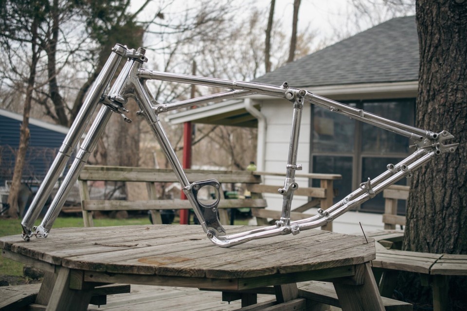 Triumph Pre Unit Rigid Chrome Frame Front End Old Show Bike MCM Chopper ...