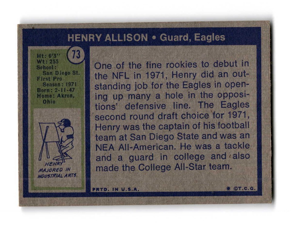 1972 Topps Henry Allison RC 73 | eBay