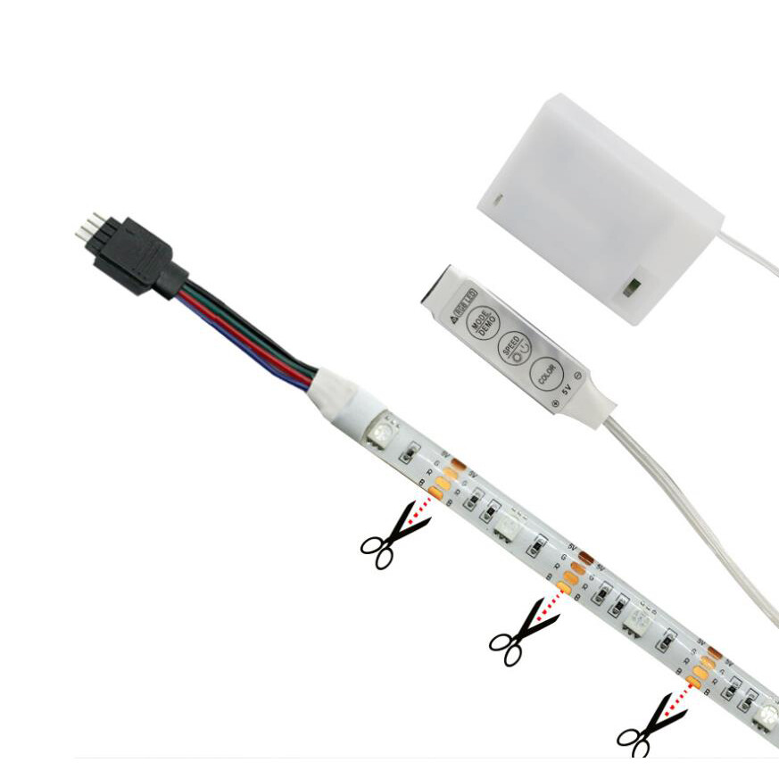 Battery Powered RGB Waterproof Flexible LED Strip Light Portable ...