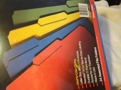 24 Pack Globe-Weis #21180 Letter Size Colored File Folders 11 PT. Stock ...