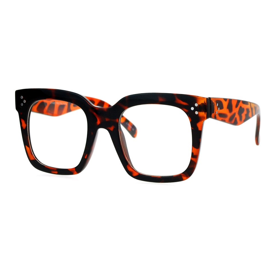 SA106 Oversize Thick Plastic Nerd Rectangular Horn Rim Clear Lens Glass ...