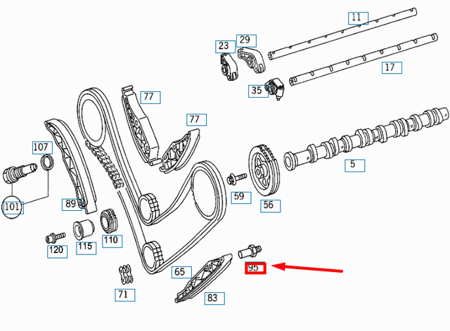 MERCEDES-BENZ S W220 Timing Chain Guide Rail Pin A1120520174 GENUINE ...