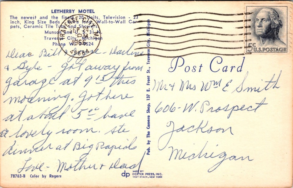 Letherby Motel,Munson & U.S, 31 N. Traverse City MI vintage Circa 1966 ...