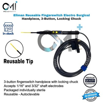 Ellman Reusable Fingerswitch Handpiece, 3-Button, Locking Chuck IEC ...