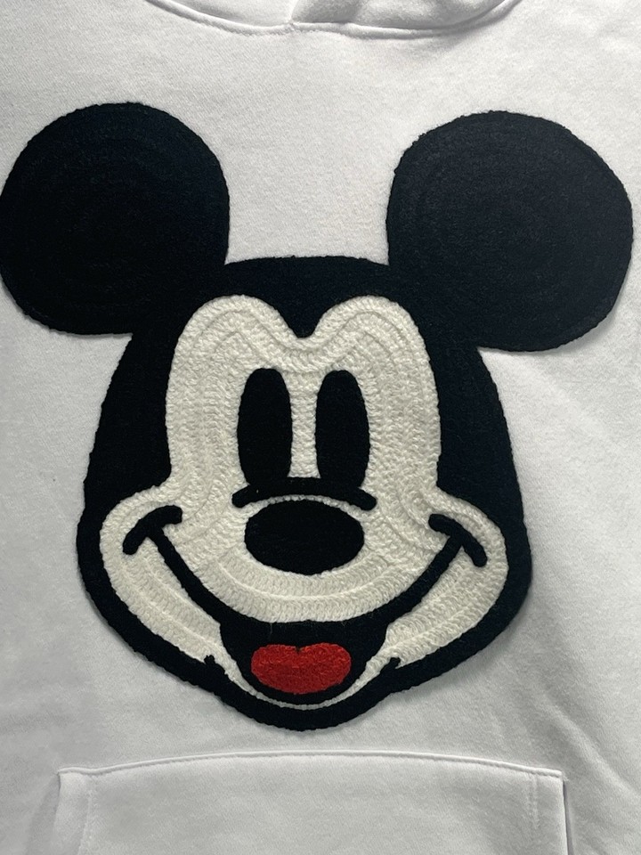 Disney Mickey Mouse Hoodie Womens M Pullover Embroidered Face Graphic ...