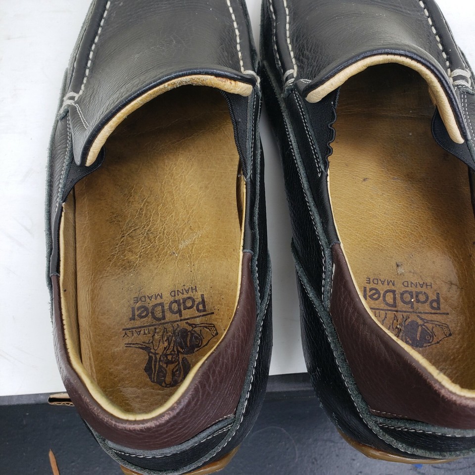 Pabder Black Brown Calf Leather Loafer Men's 7.5 Made in Italy Handmade ...