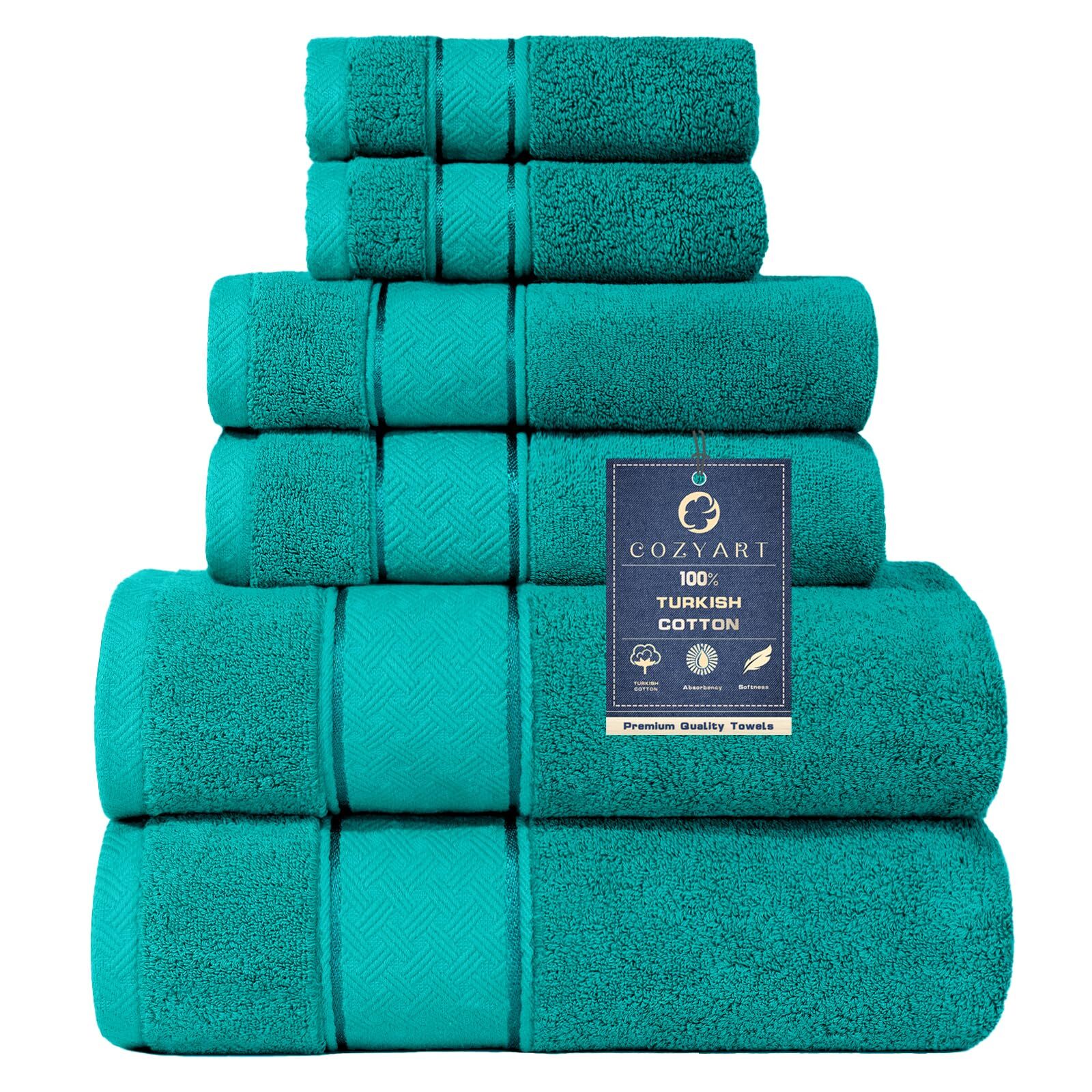 Teal Bath Towels Set 6 Piece Luxury 100% Turkish Cotton 650gsm Hotel Quality Sof | eBay