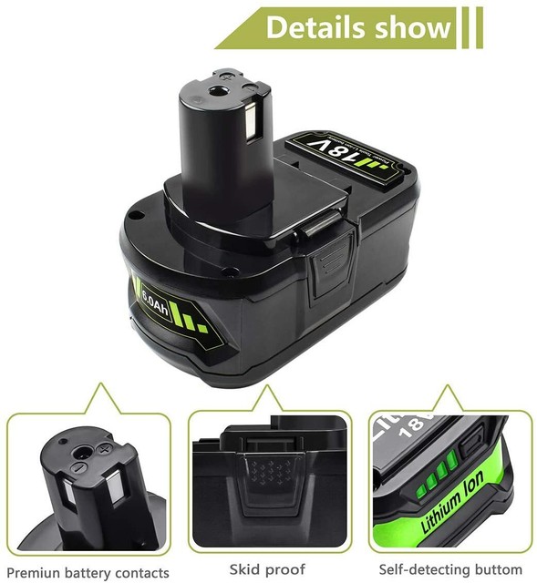 2X 18V 6.0AH For Ryobi One Plus P108 Lithium Battery RB18L50 P104 P780 ...