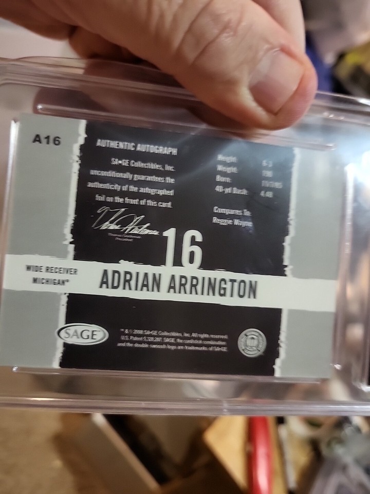 2008 Sage Hit Adrian Arrington #A16 Autograph R | eBay