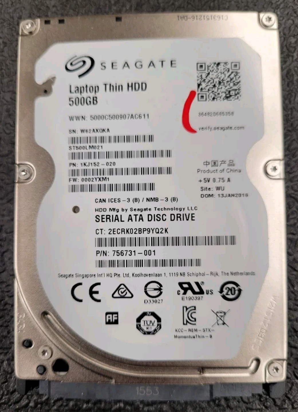 Seagate ST500LM021 1KJ152-020 500GB 2.5" SATA3 7200 RPM HDD Hard Drive ...