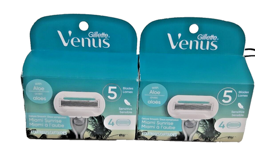 2 Gillette Venus Extra Smooth with aloe Miami Sunrise 8 cartridges ...