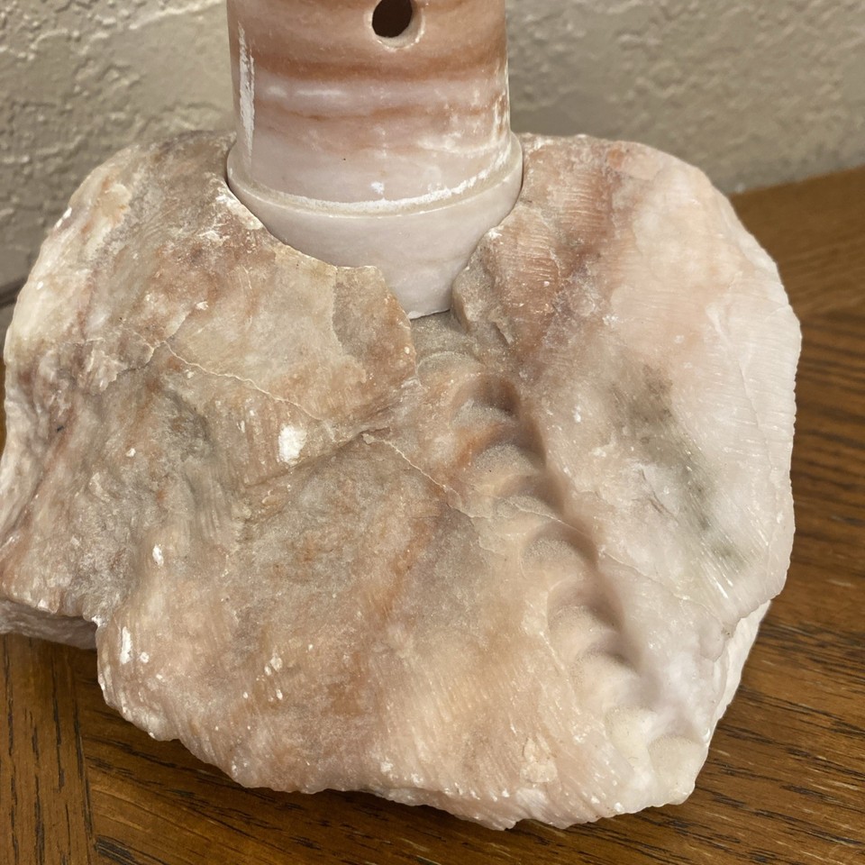 VTG Pink ALABASTER Lighthouse LANTERN Lamp Carved 2 Piece WORKS! | eBay