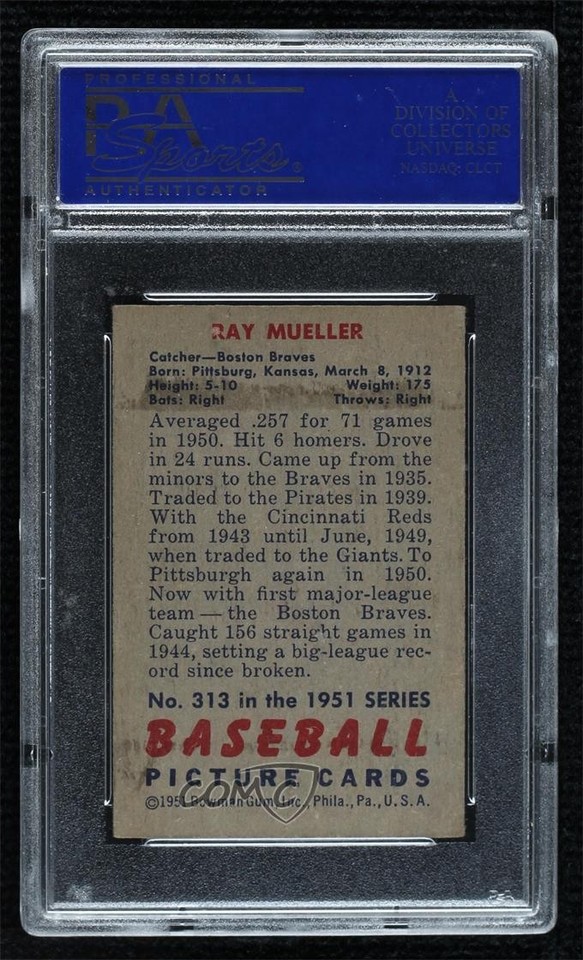 1951 Bowman Ray Mueller #313 PSA 4 Rookie RC | eBay
