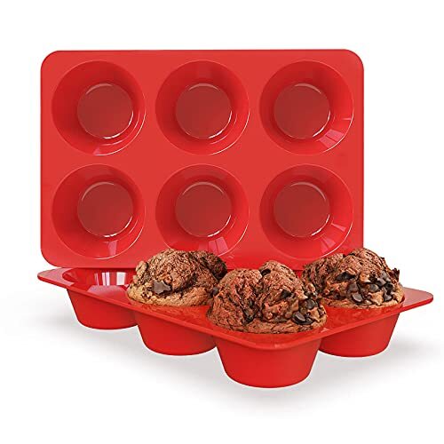 Silicone Jumbo Muffin Pans Nonstick 6 Cup(2 Pack) - 3.5 Inch Large ...
