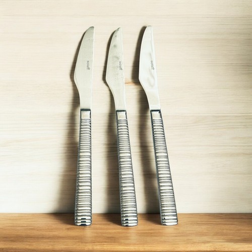 (3) Sola Bali Stainless Heavy Duty Dinner Knives 9.25” Solid Glossy 18/ ...