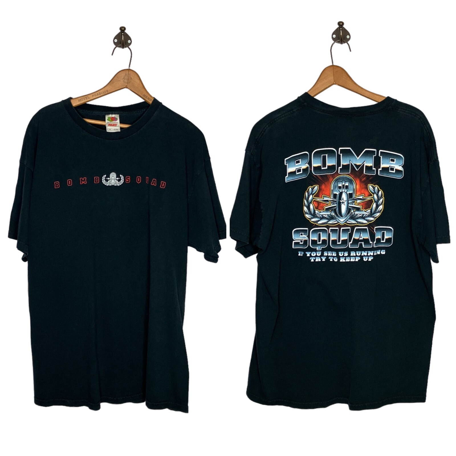 Vintage 00s Y2K Fruit Of The Loom Heavy Men's XL Bomb Squad Double ...