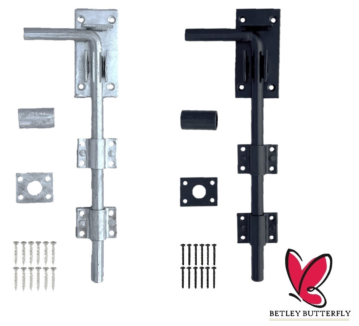 12" 24" Drop Bolt GATE GARAGE STRONG Heavy Duty Shed Stable Black Galv ...