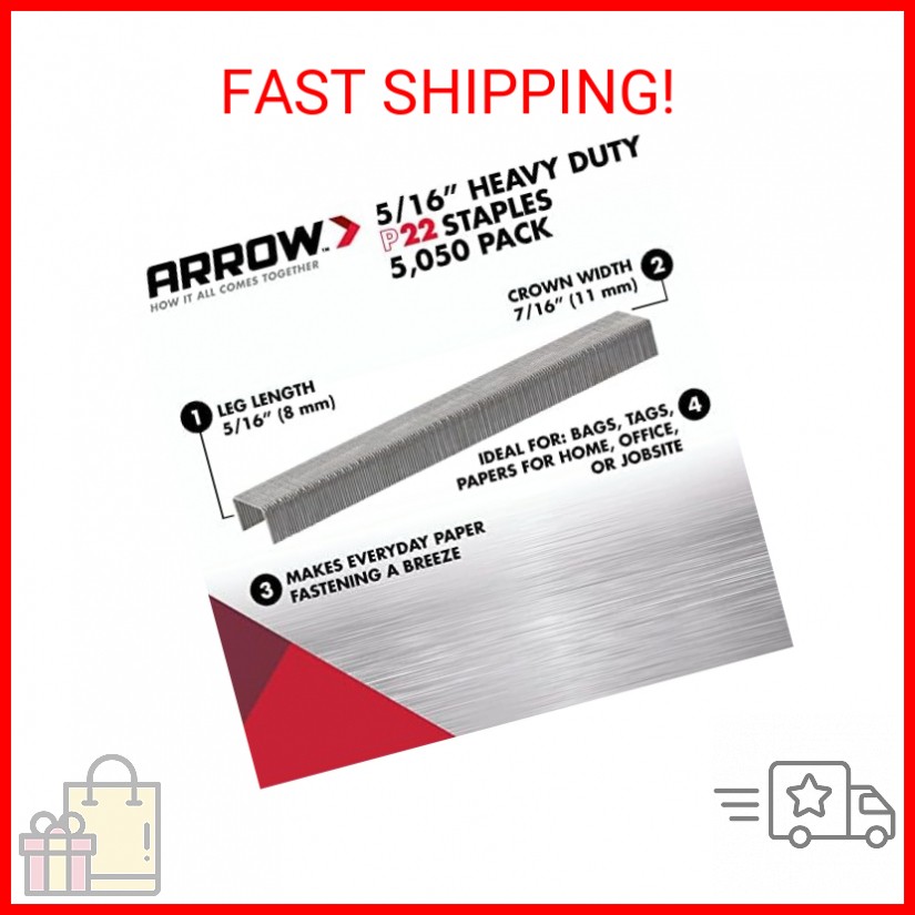 Arrow 225 Heavy Duty P22 Staples for Use with Plier-Type Paper and Bag ...