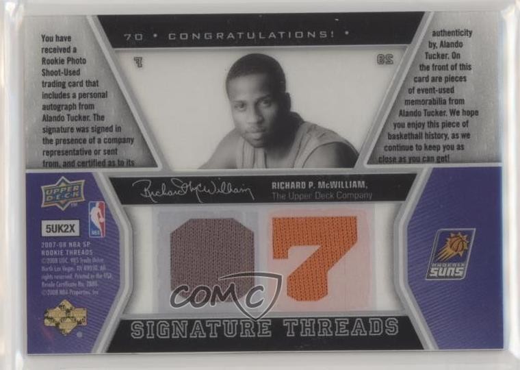 2007-08 SP Rookie Threads Signature /799 Alando Tucker #70 Auto RC | eBay