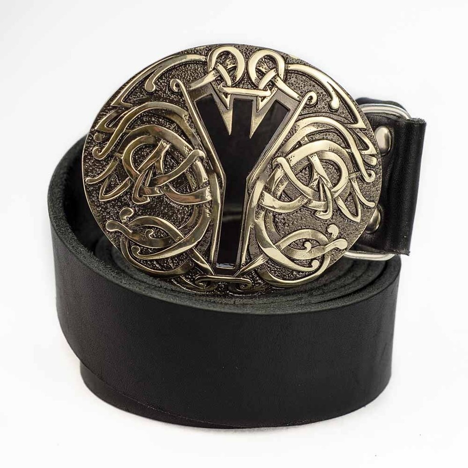 Runic german silver belt buckle Algiz, Life Rune Celtic Old Norse ...