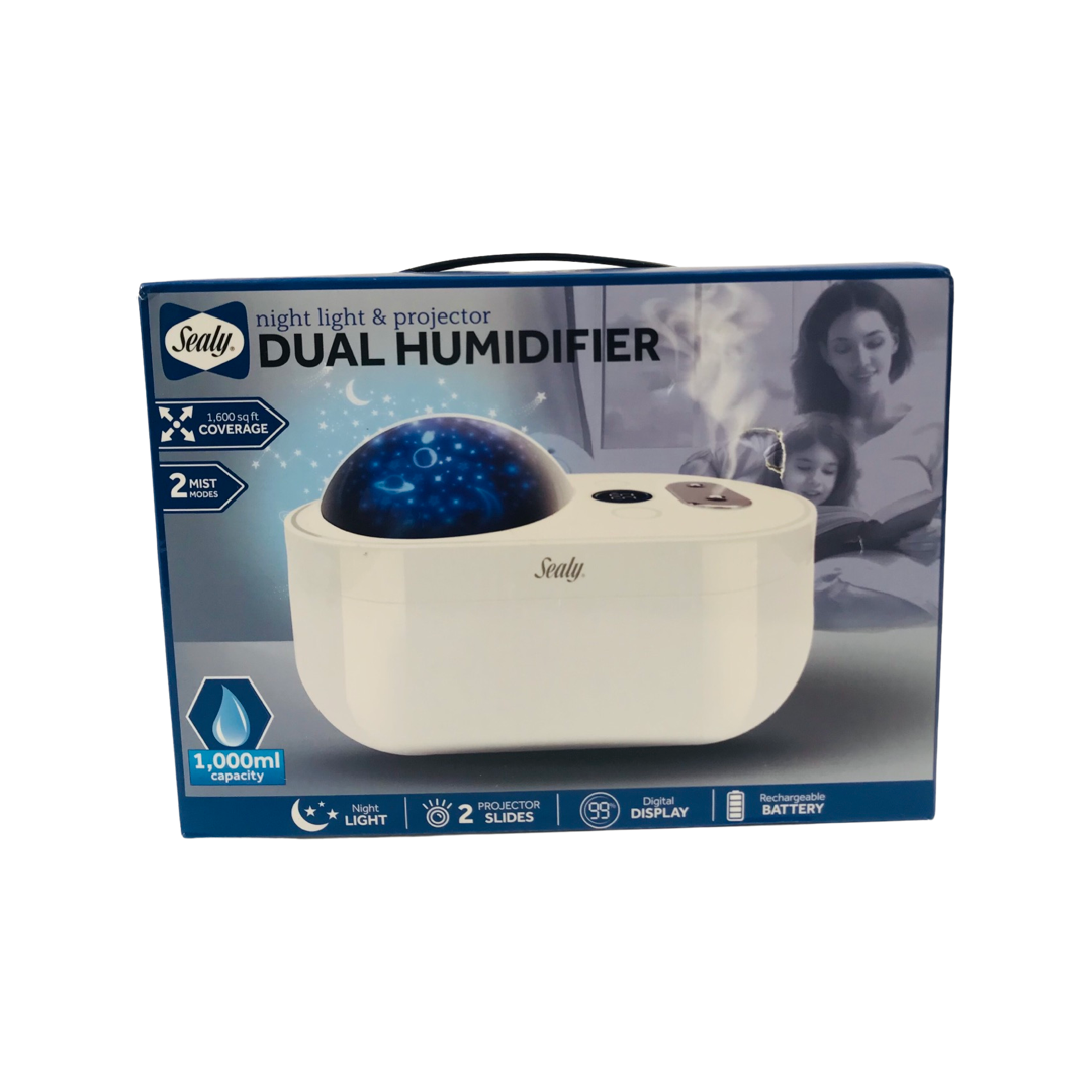 Sealy Dual Humidifier w/ Night Light And Projector Rechargeable battery ...