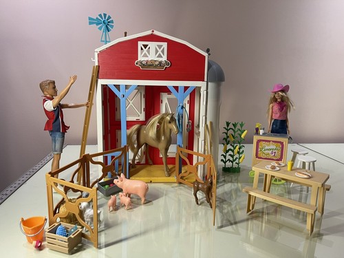 Barbie Doll Mattel Sweet Orchard Farm Barn Play Set Accessories & Dolls ...