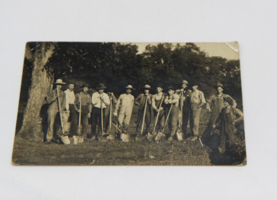 Vintage RPPC Postcard Workers With Shovels & Lunchboxes | eBay