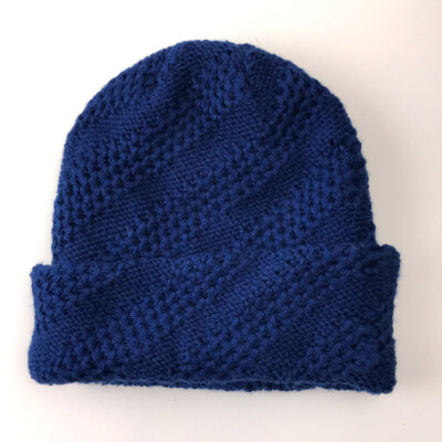 Dark Blue Diagonal Knit Made Taiwan Winter Hat | eBay