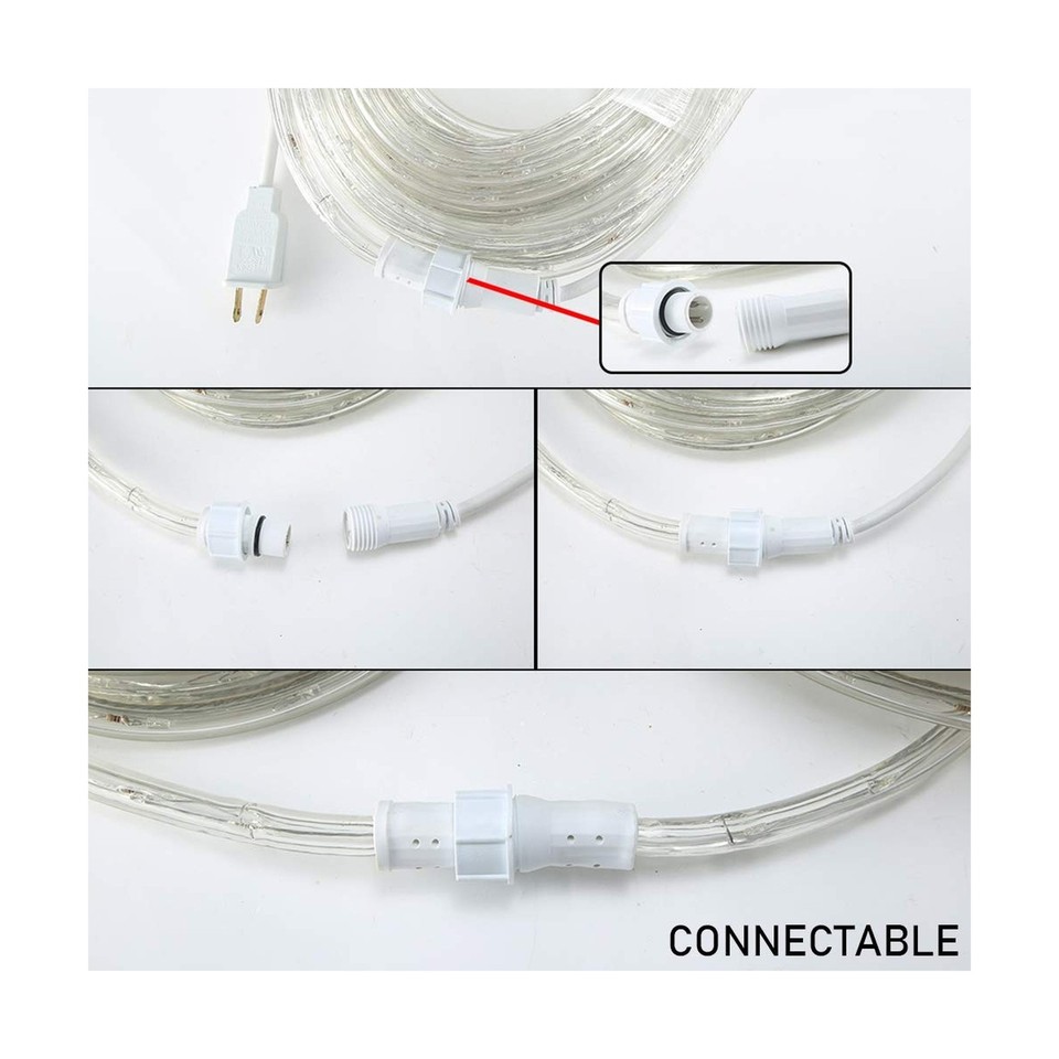 50ft 360 LED Waterproof Rope Lights,110V Connectable Indoor Outdoor ...