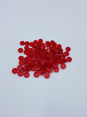 LEGO LOT 100 X ROUND TILE 1X1 ROUGE TRANSPARENT REF 98138 / 4646864 ...