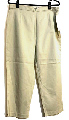 NEW Women's Crop Bill Blass Pant size 12 Khaki flat front Stone Color ...