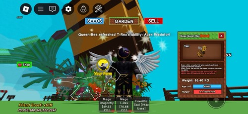 GROW A GARDEN | TITANIC MEGA QUEEN BEE 86.40 KG | AGE 100 | 1 MIN ...