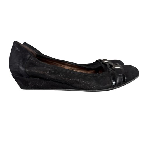 AGL Ballet Flat Wedge Oval Toe Attilio Giusti Leombruni Black Leather ...