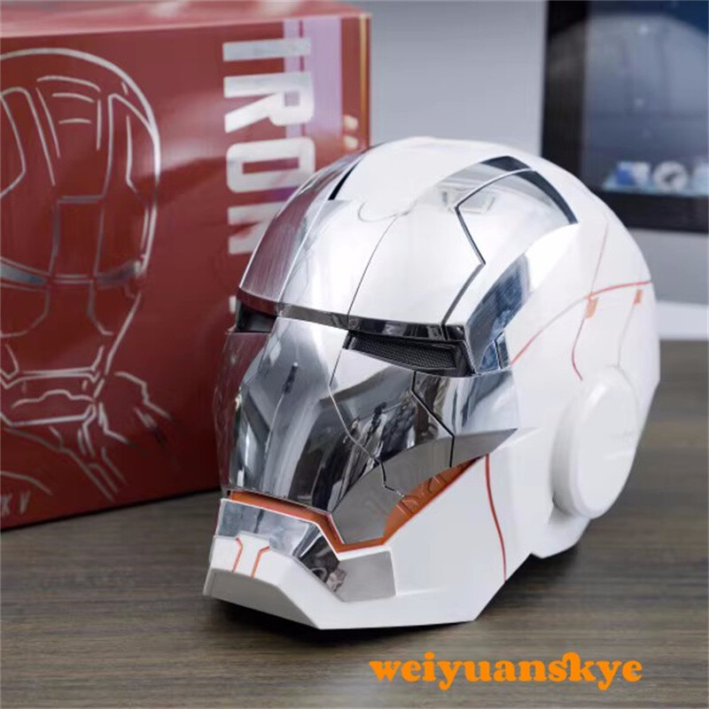 AUTOKING Iron Man MK5 Helmet silver&White Wearable Voice Control Open ...