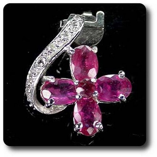 Pendant Ruby & White Topaz Silver 925+ Gold Plated White 14 K | eBay ...