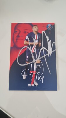 hand signed Kylian Mbappe autograph card Paris Saint German France | eBay