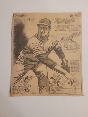 Bill Zuber Yankees 1943 Cartoon Sketch By PAP | eBay