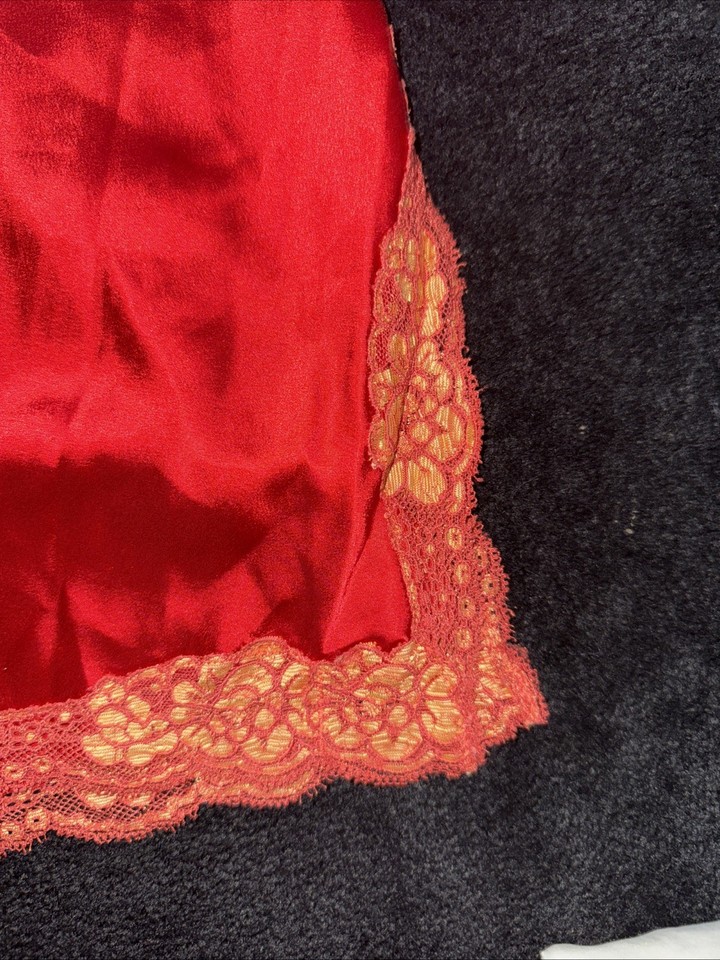 Victoria's Secret M Red Gold Lace Slip Dress Lingerie Sexy Sleepwear | eBay