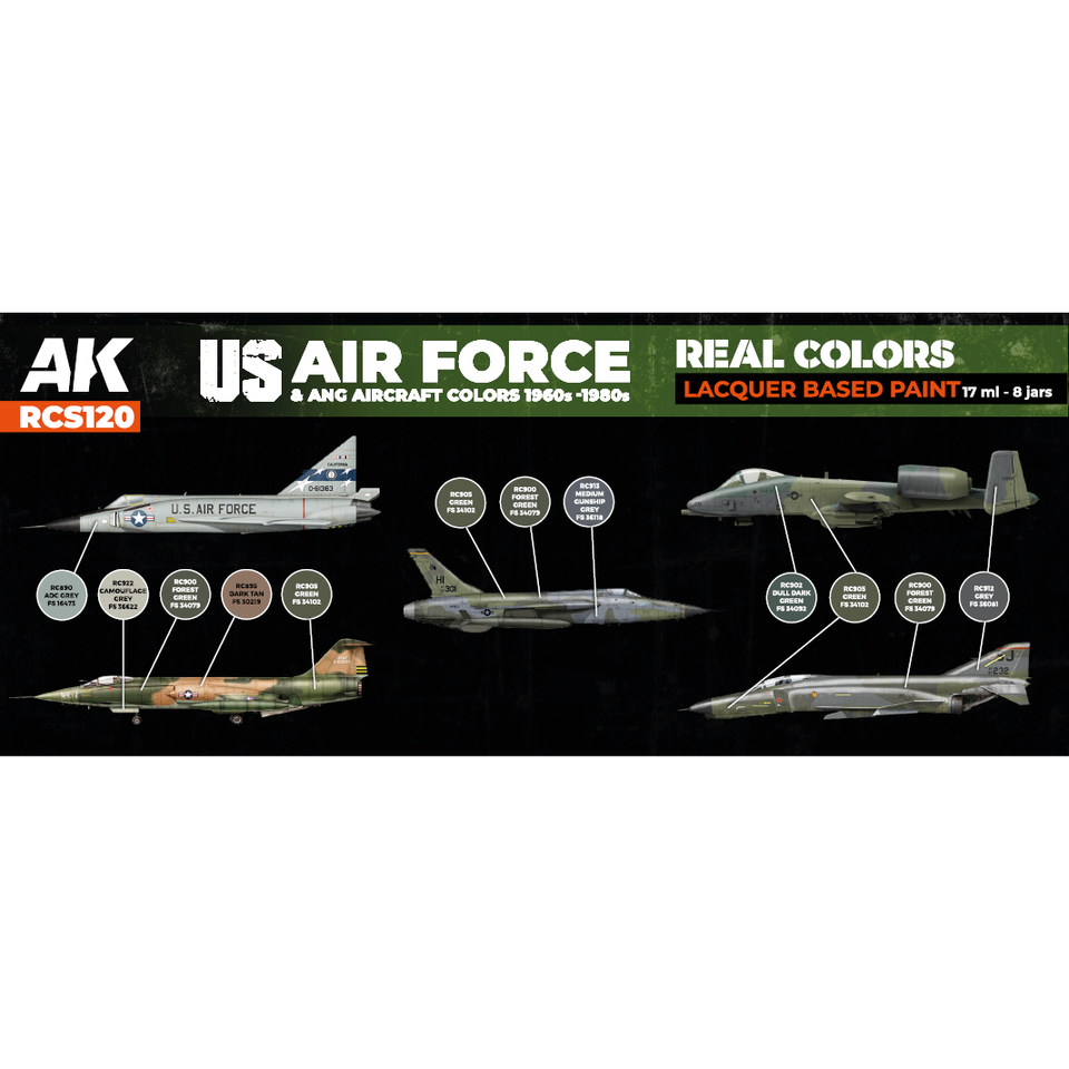 AK Interactive Real Colors US Air Force & ANG Aircraft Colors (Set of 8 ...