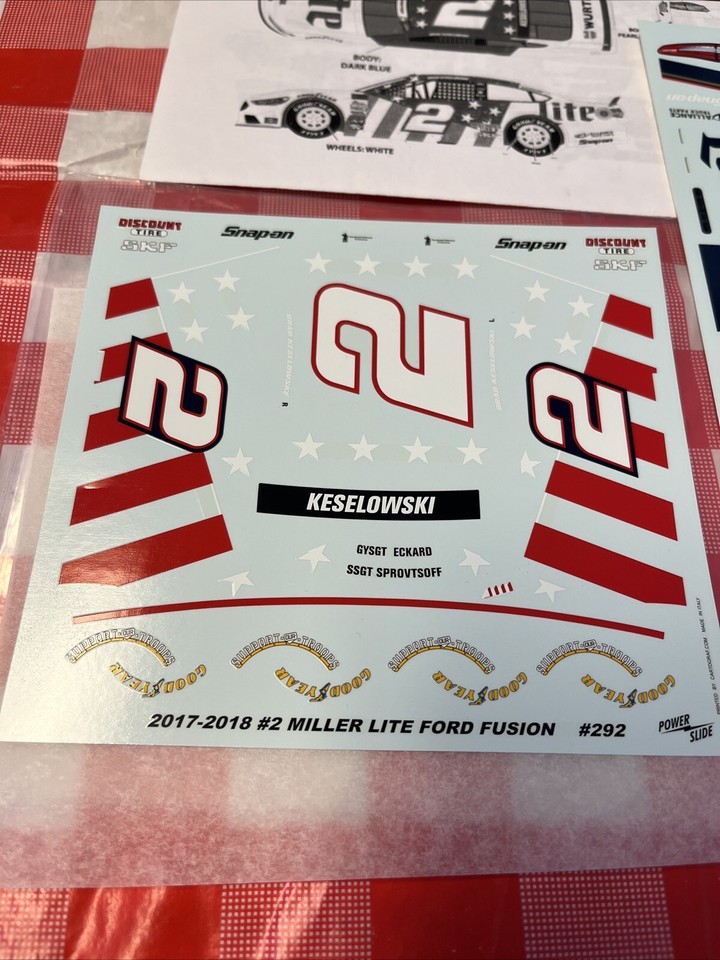 #2 NASCAR Keselowski Miller Lite Power Slide 1:24 Decals 2017-2018 | eBay