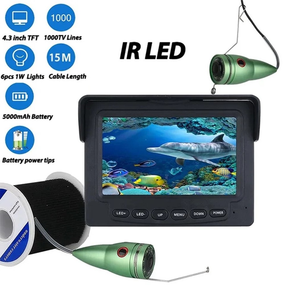 4.3" 30M Fish Finder IP Infrared Light DVR Depth TF Underwater Fishing ...