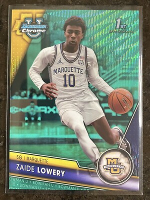 2023-24 Bowman Chrome U #99 Zaide Lowery 1ST PROSPECT AQUA WAVE ...