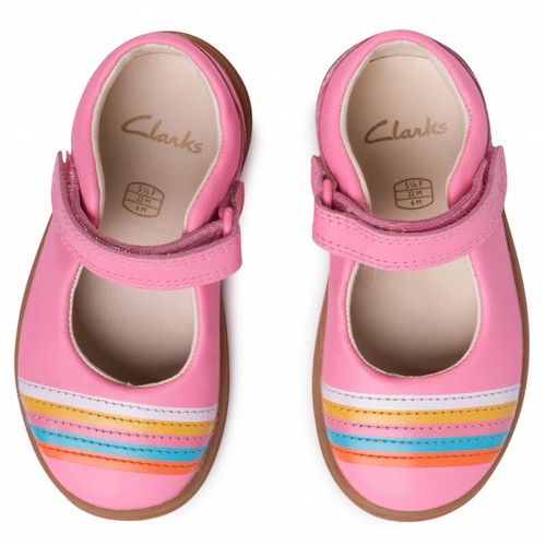 BNIB Clarks Girls Toddler Flash Rain Bright Pink Leather Shoes | eBay