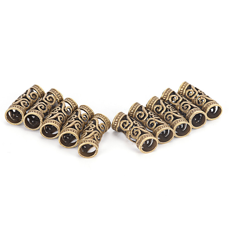 10 PCS Hair Braid Beads Dreadlock Bead Cuff Clip Metal Hair Braid Ring ...