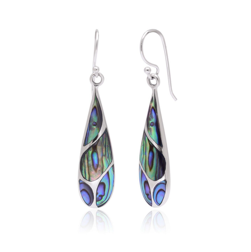 Silver Abalone Shell Earrings 925 Sterling Jewelry Drop Dangle Teardrop ...