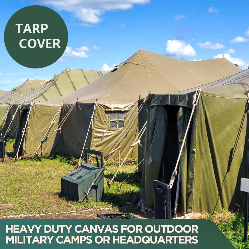 370CMx610CM Durable Army Canvas Tarp Tarpaulin Sun UV Water Dust Wind ...